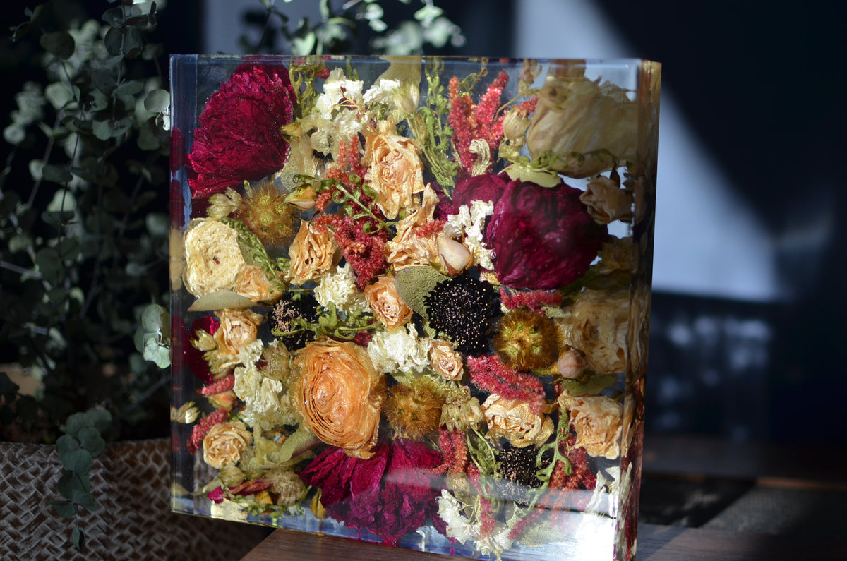 Custom Floral Resin Slabs - Bridal Bouquets, Memorial Flowers, dried f ...