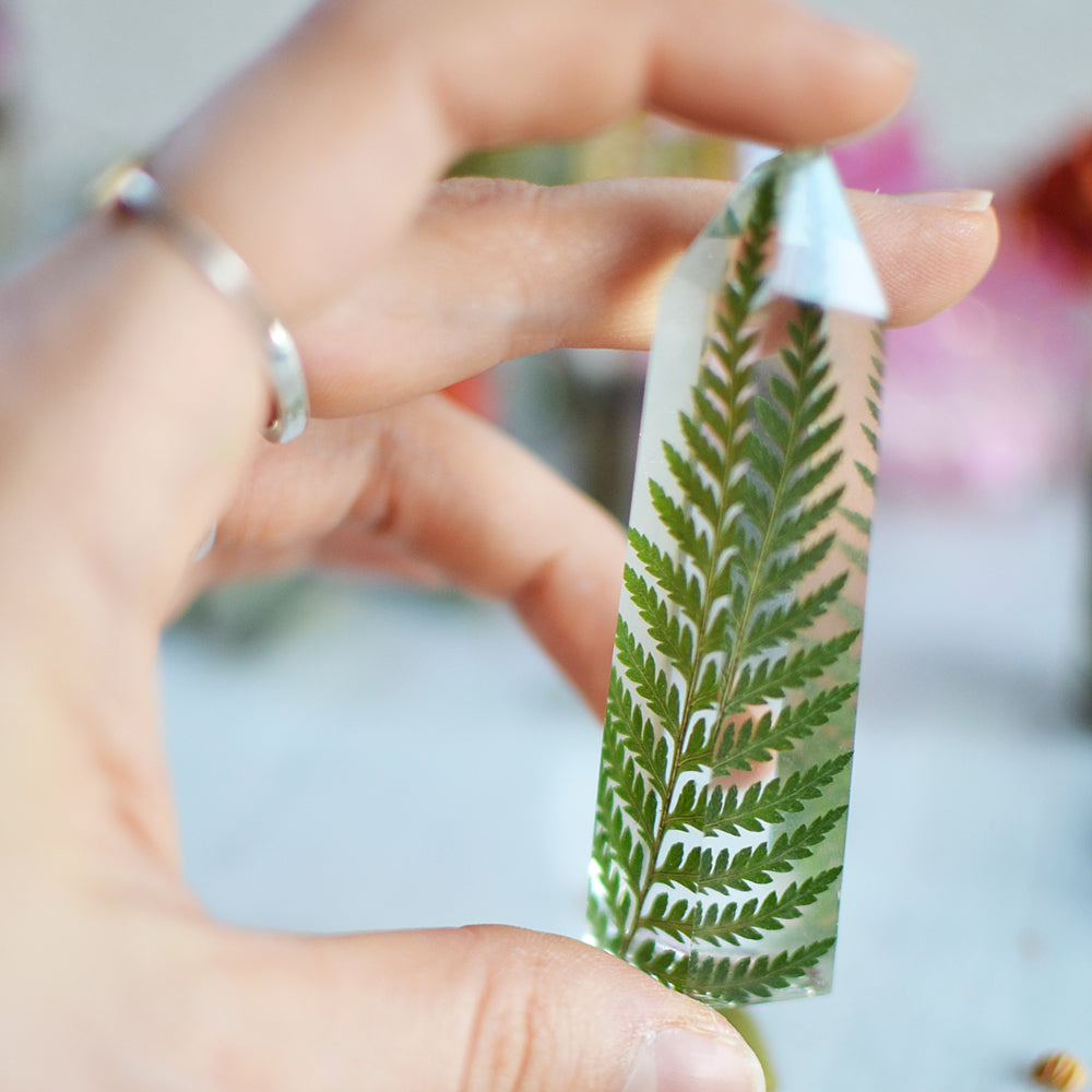 Fern leaf natural crystal point, Faux clear quartz crystal – Eight ...
